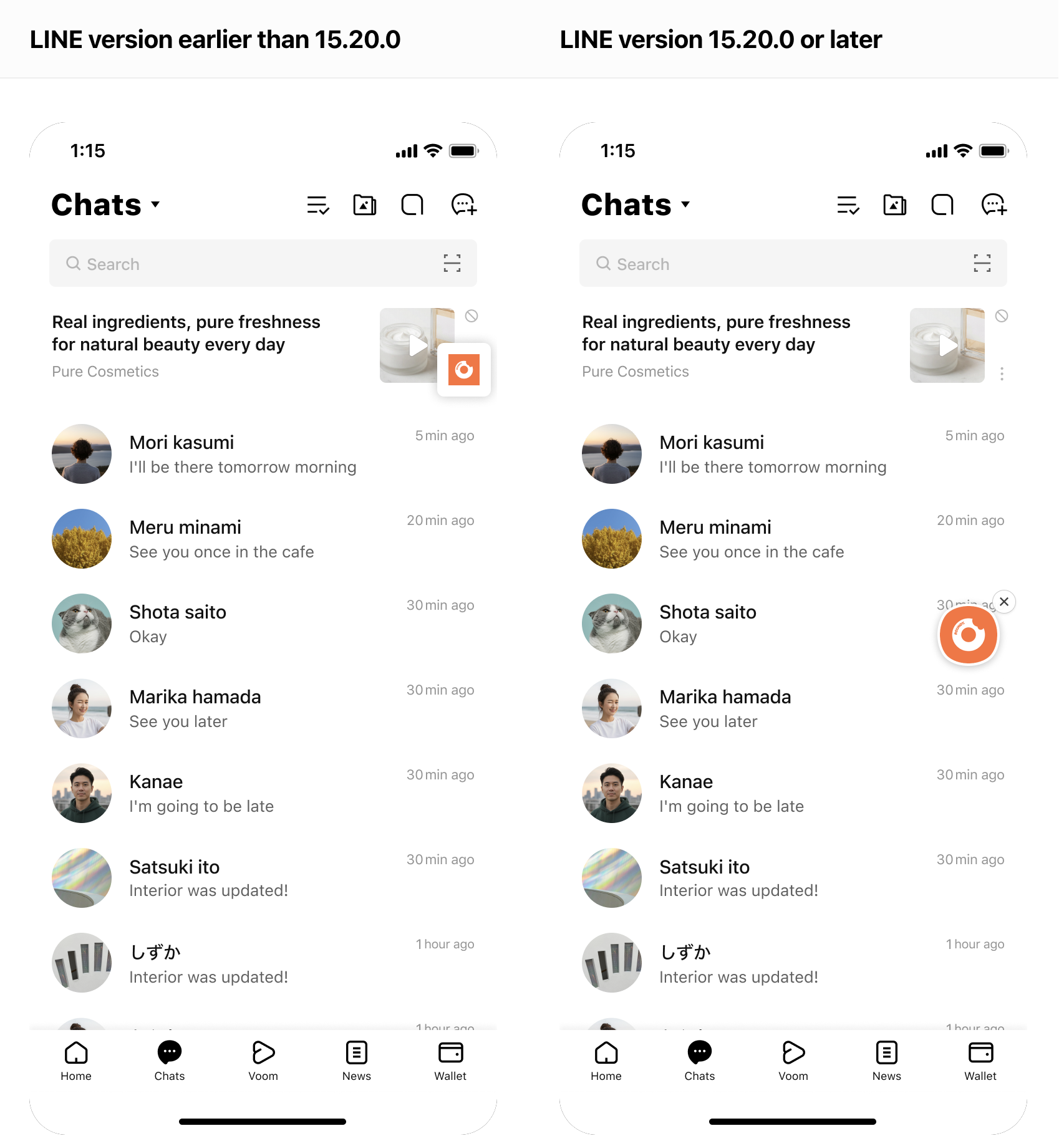 การ Minimize ตัว LINE MINI App และ LIFF app จะมีการเปลี่ยนแปลงใน LINE v15.20.0 เป็นต้นไป